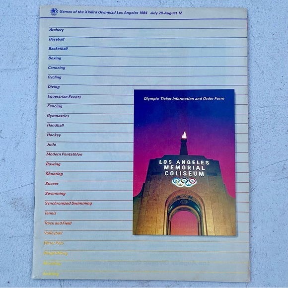 Other | 1984 Los Angeles Olympics Ticket Info Order Form Brochure ...